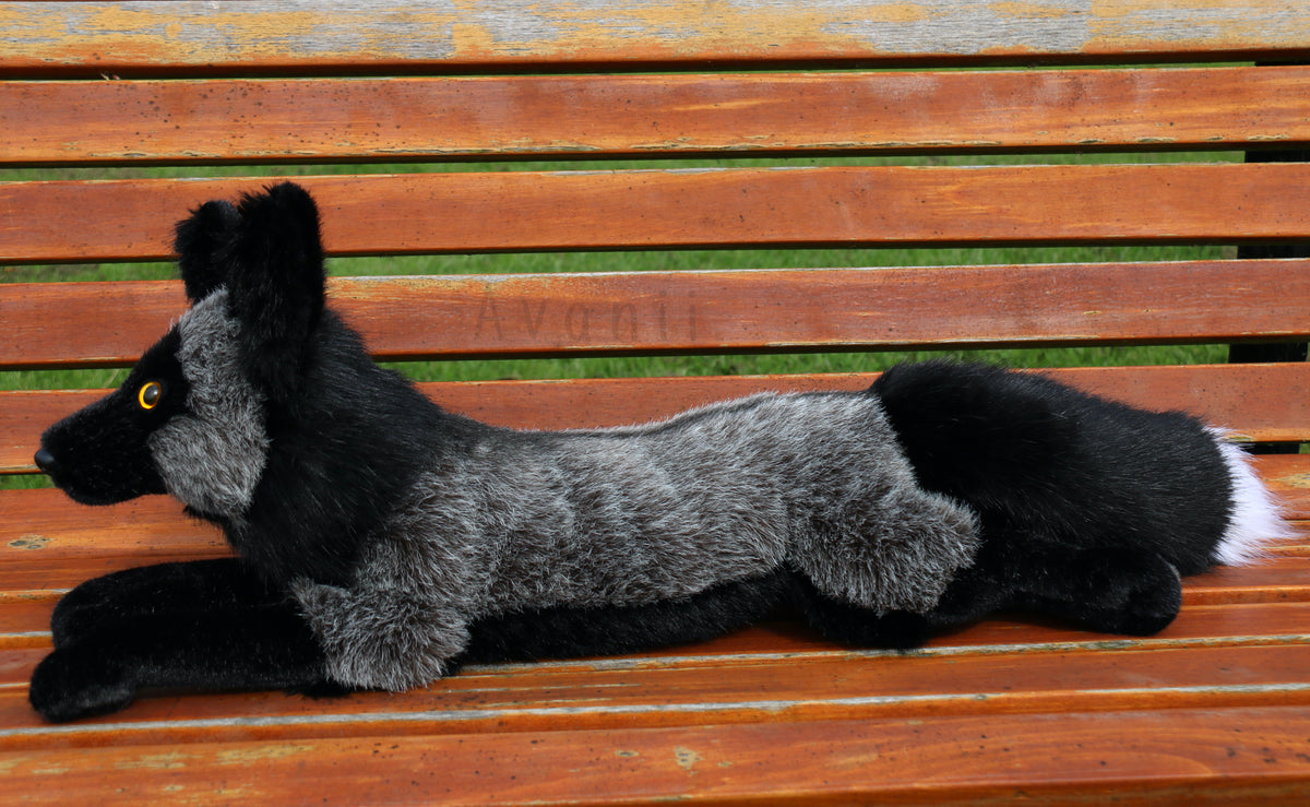 Medium Silver Fox - Handmade plush animal - realistic faux fur – Avanii ...