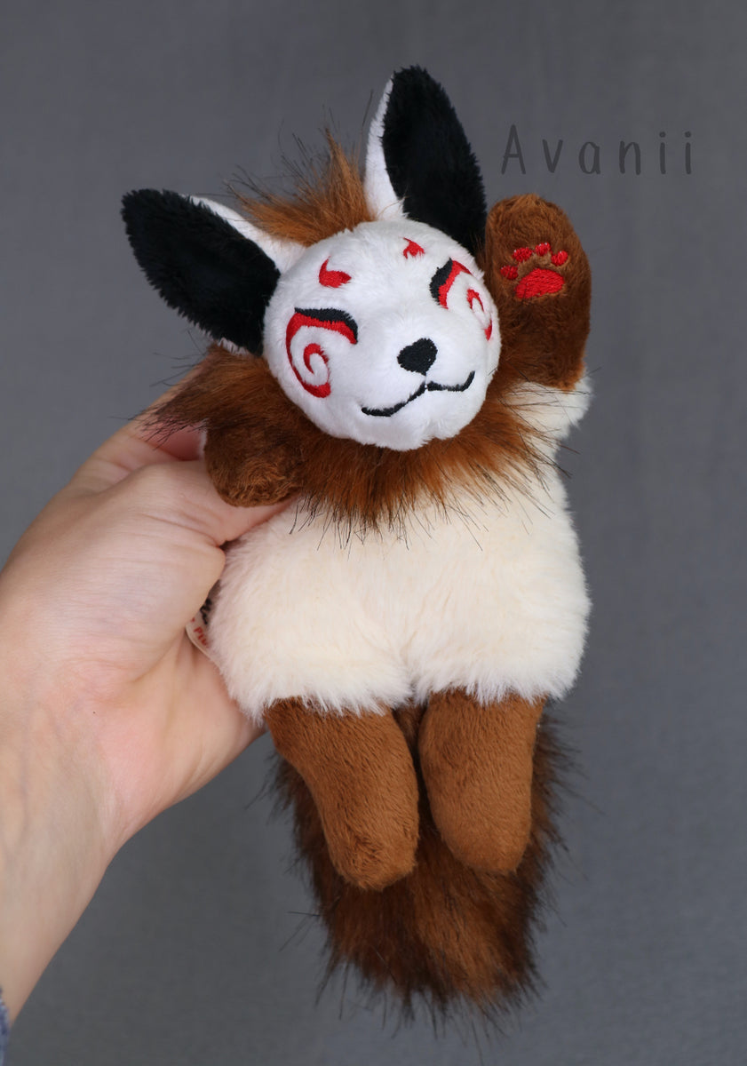 Pumpkin Spice 2 - Masked Kitsune - handmade plush animal – Avanii Creations